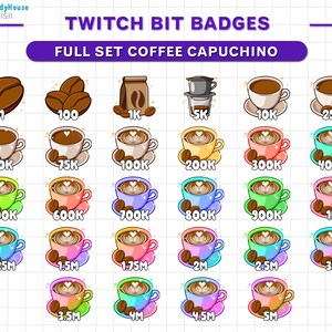 Coffee Mugs Twitch Bit Badges/ Coffee Twitch Bit Badges Set/ Coffee ...