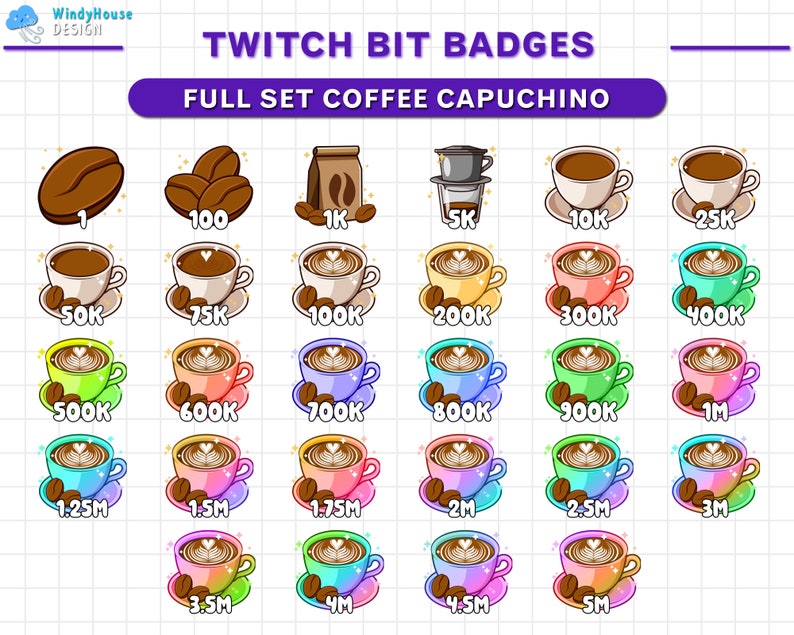 Coffee Mugs Twitch Bit Badges/ Coffee Twitch Bit Badges Set/ Coffee ...