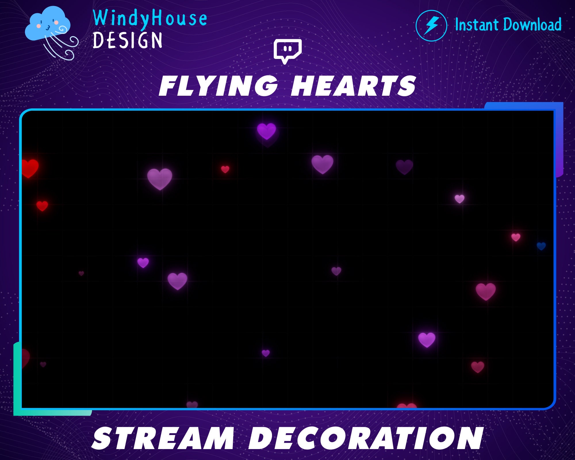 2x Animated Stream Decoration Heart Overlay Valentine's - Etsy