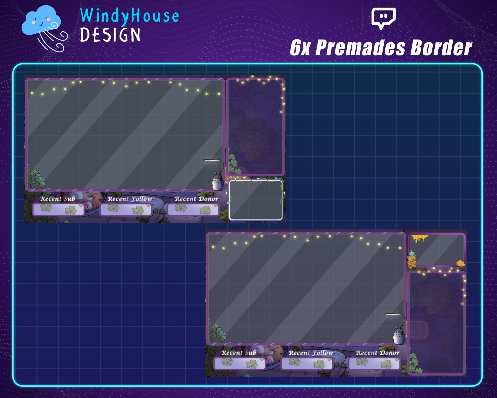 Cozy Lofi Desk Twitch Overlay Stream Package Clover Twitch - Etsy