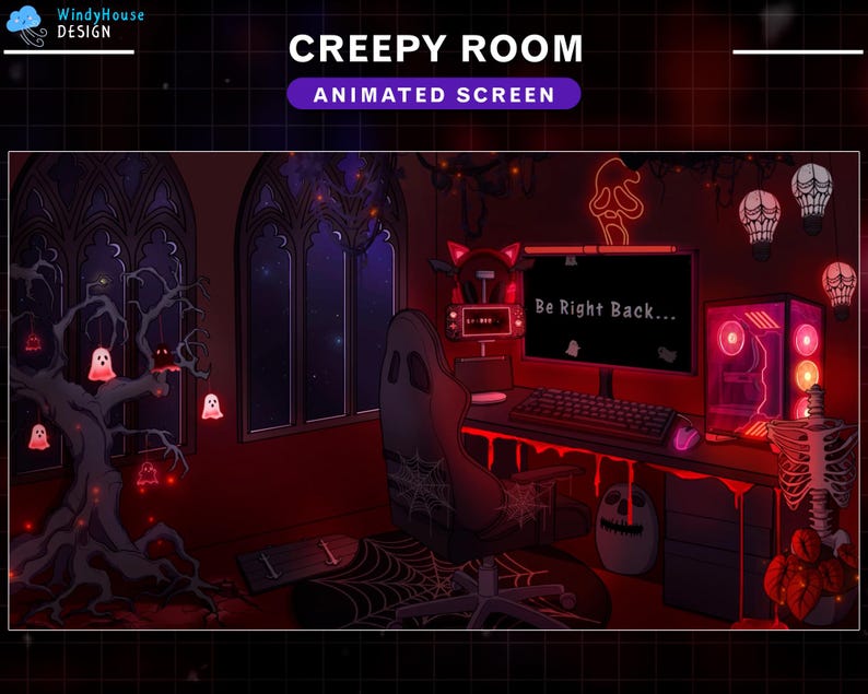 Animated Twitch Screens Creepy Room, Halloween Room Stream Screens ...