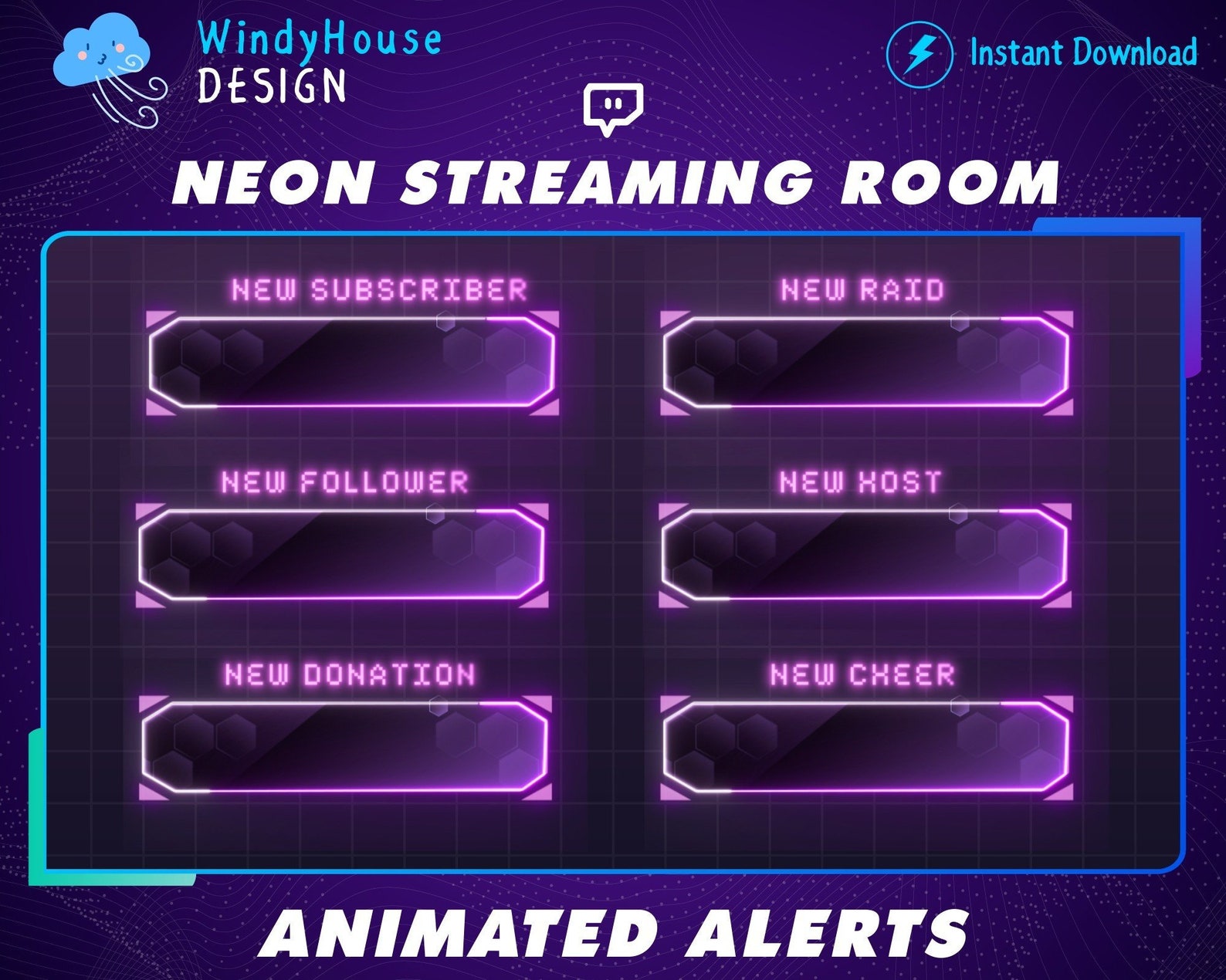 Animated Streaming Room Twitch Stream Package, Game Room Twitch Overlay ...