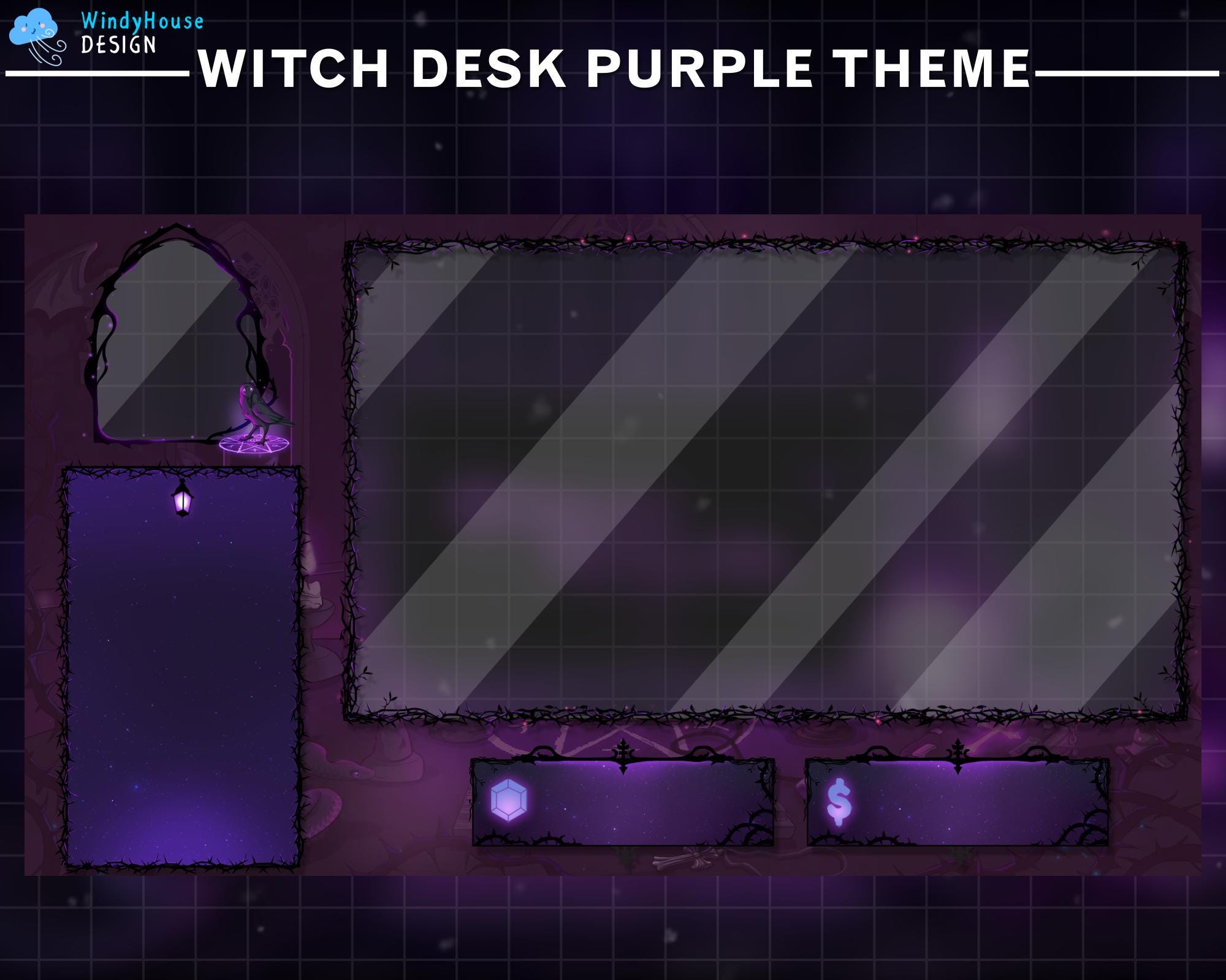 Animated Witch Desk Purple Stream Package, Halloween Gothic Twitch ...