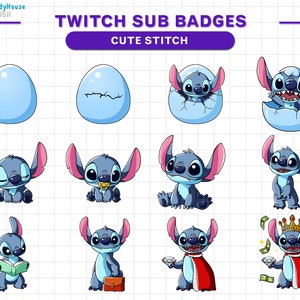 Cute Stitch Twitch Sub Badges/ Stitch Twitch Sub Badges Set/ Kawaii ...