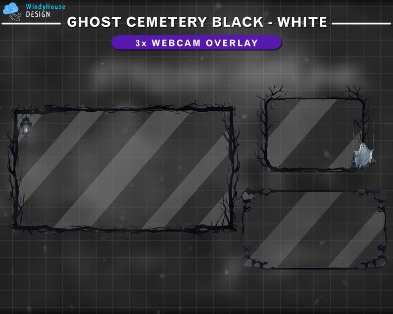 3x Animated Halloween Webcam Borders Black and White Theme, Horror ...