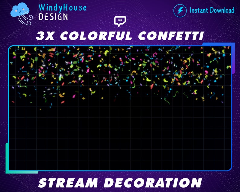 Animated Stream Decoration Colorful Confetti Shooting, Confetti Falling Twitch Overlay, Happy ...