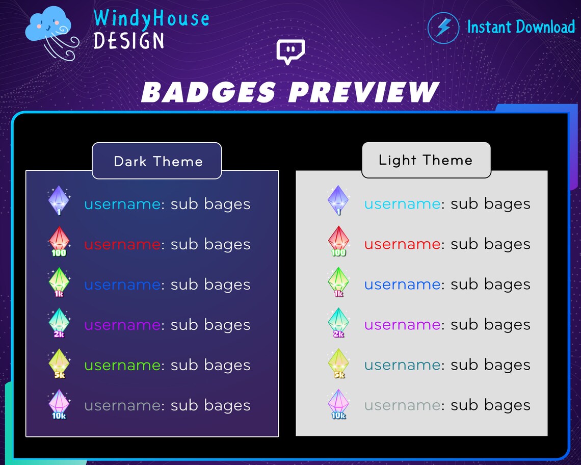 30x Gems Stone Twitch Bit Badges / Complete Twitch Bit Badges Set ...