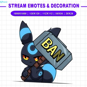 Animated Umbreon BAN Twitch Emote, Eevee Emotes, Cute Kawaii Pokemon ...