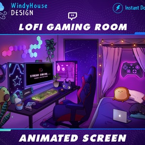 Animated Gaming Room Twitch Streaming Screens, Cozy Bed Room Twitch ...