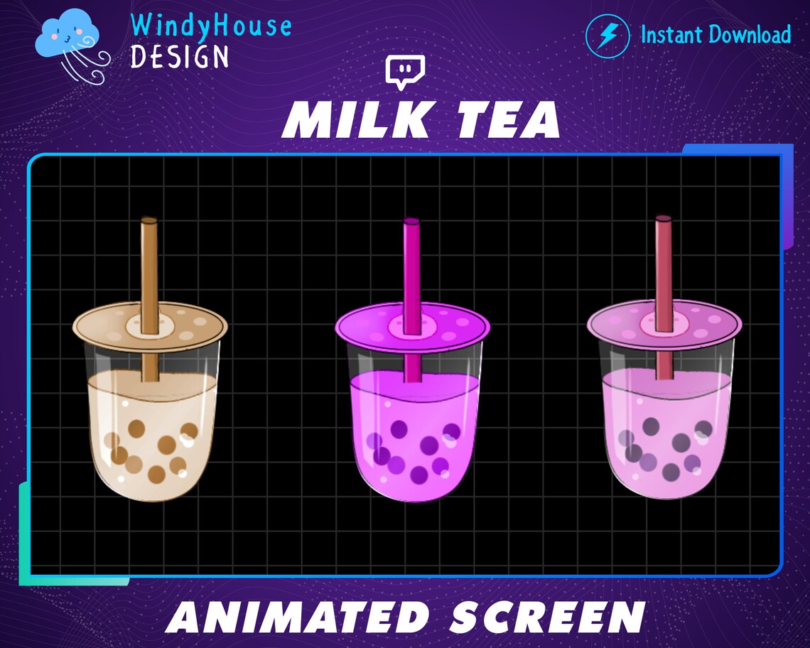 Animated Milktea Stream Decoration Bubble Boba Tea Sub - Etsy