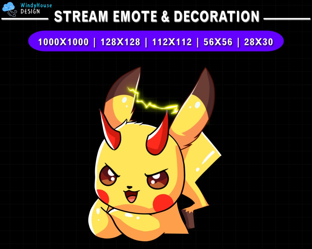 Animated Pikachu Devil Twitch Emote, Pokemon Stream Emote, Discord Emote, Stream Decoration - Etsy