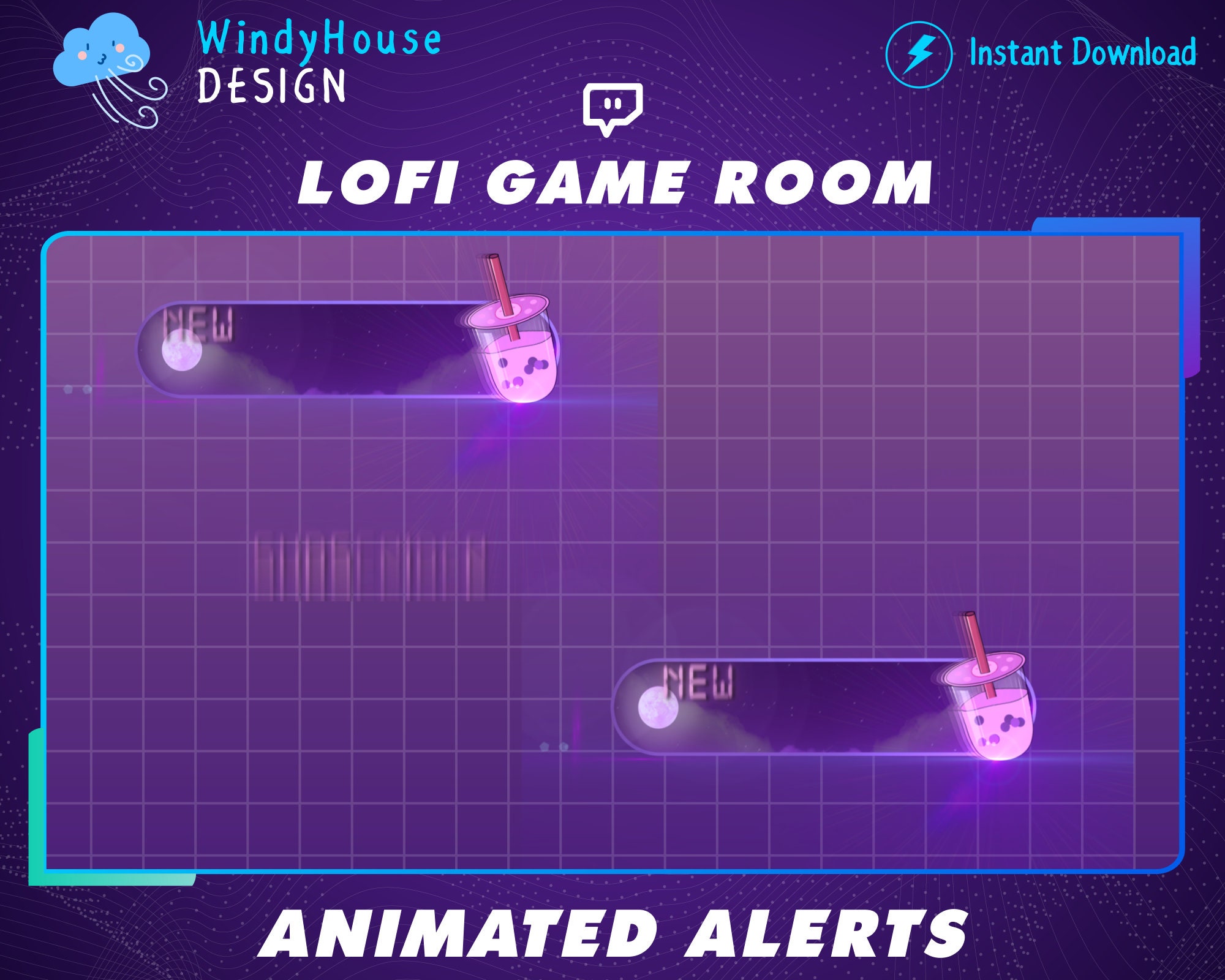Cozy Twitch Alerts Animated, Twitch Stream Alerts, Boba Tea Twitch ...