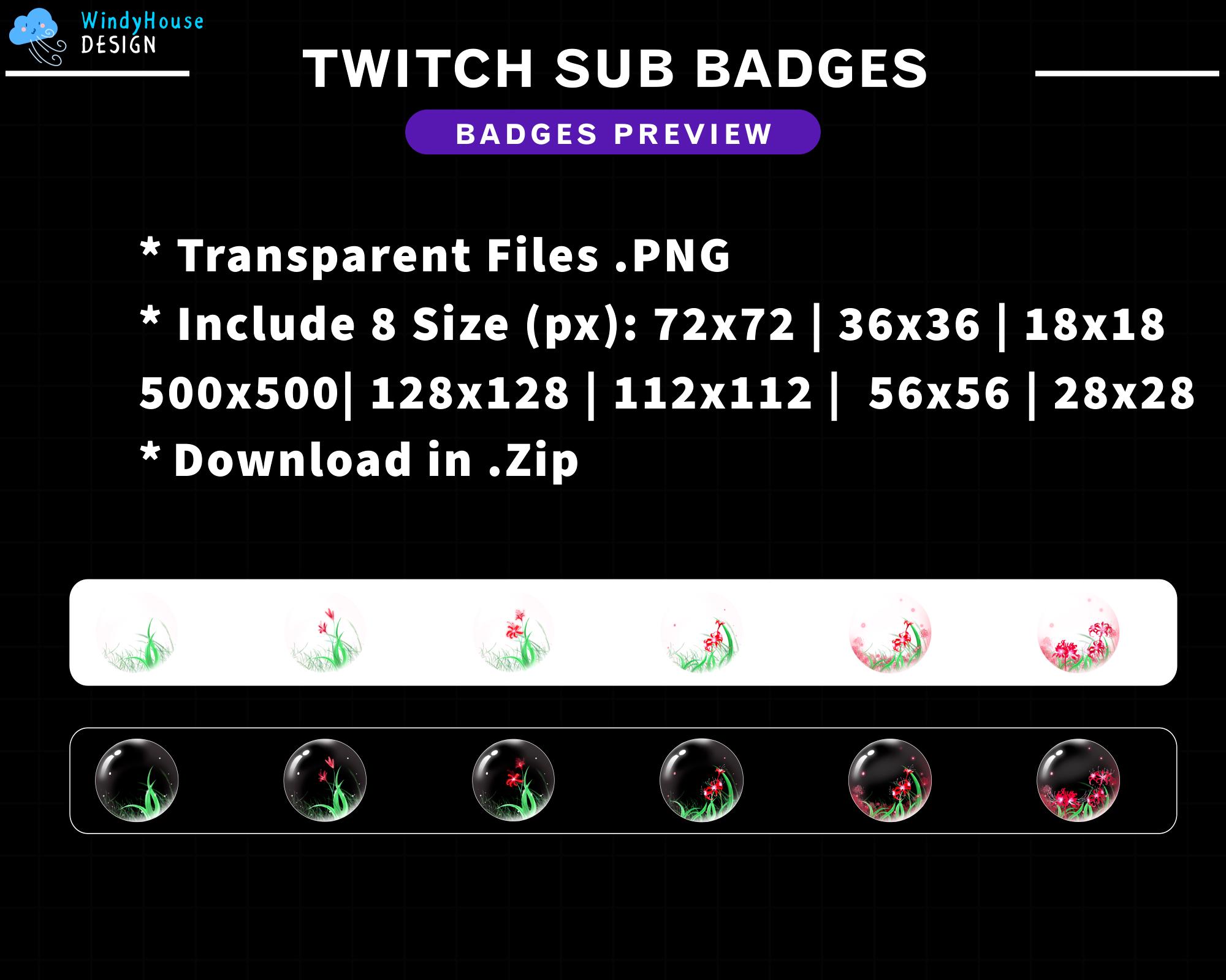 COMBO Red & Blue Spider Lily Twitch Badges, Katana Anime Set, Mystic ...