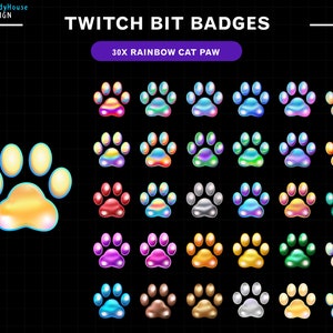 30x Paw Cat Twitch Bit Badges, Paw Bit Tier Badges, Cat Twitch Sub ...