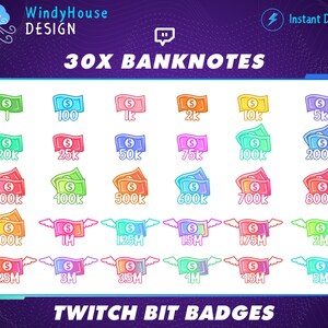 30x Moneys Twitch Bit Badges, Coin Twitch Bit Badges Set, Twitch Tier ...