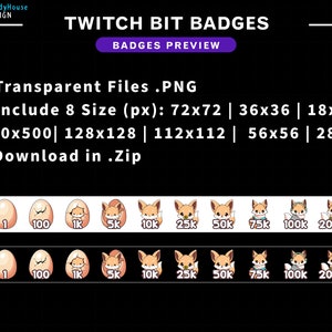 Cute Fox Twitch Bit Badges/ Fox Twitch Sub Badges Set/ Kawaii Twitch ...