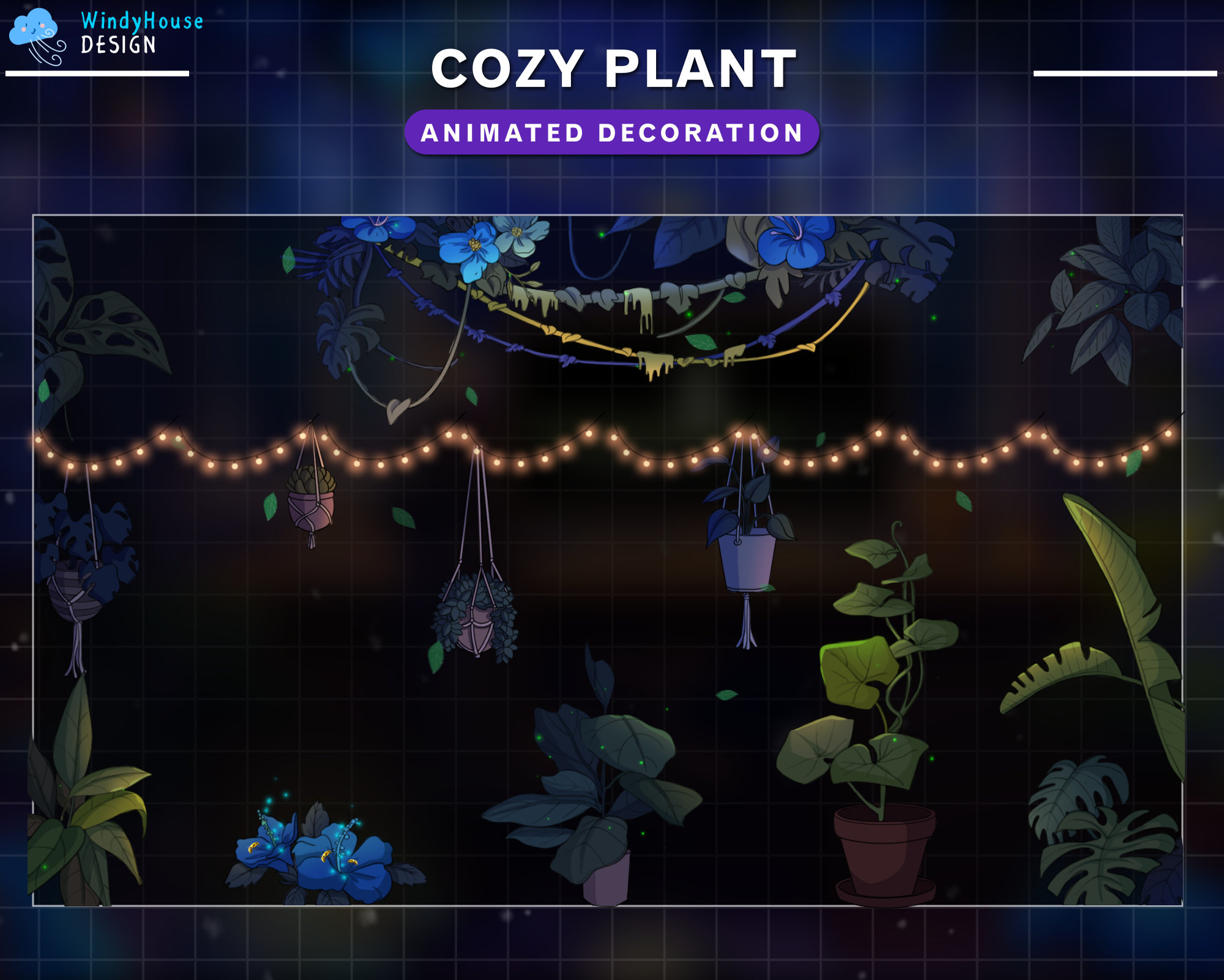 Animated Cozy Green Plant Twitch Stream Decoration / Cozy Hanging ...