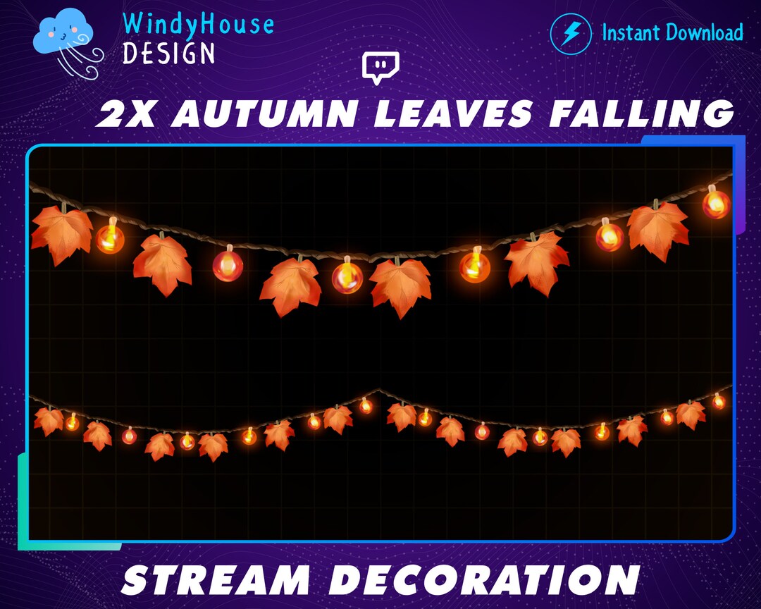 2x Animated Autumn Leaves Lights Stream Decoration - Maple Leaf Overlay ...