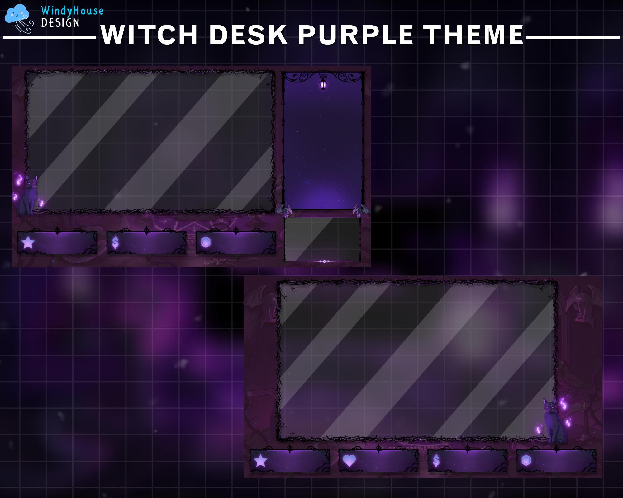 Animated Witch Desk Purple Stream Package, Halloween Gothic Twitch ...