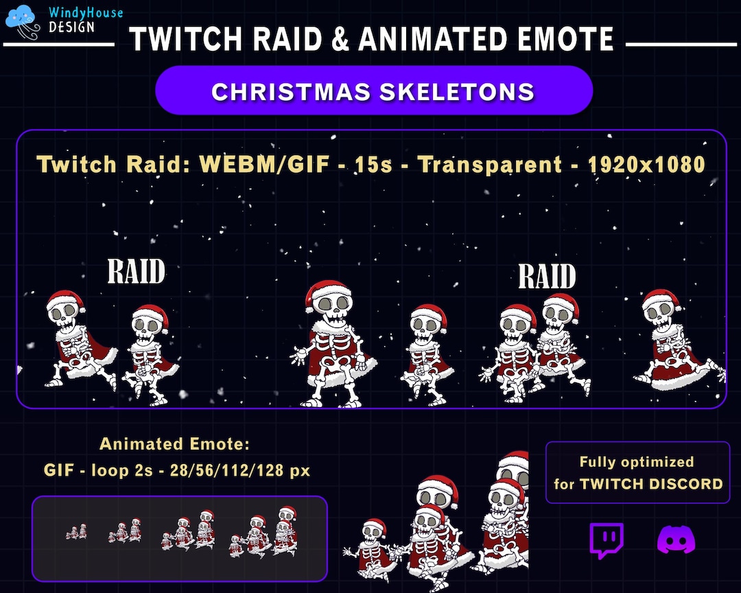 Animated Christmas Skeleton Raid Twitch Alert, Funny Horror Holiday ...