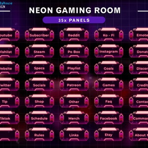 Animated Retro Neon Game Room Twitch Full Package, Cozy PC Room Stream ...
