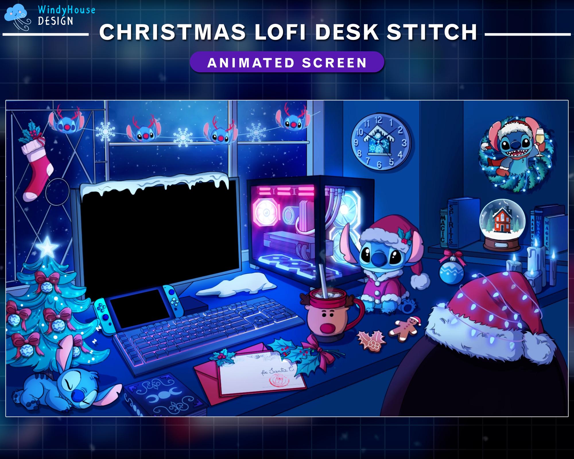 Animated Twitch Screen Christmas Stitch Lofi Desk, Stitch Twitch ...