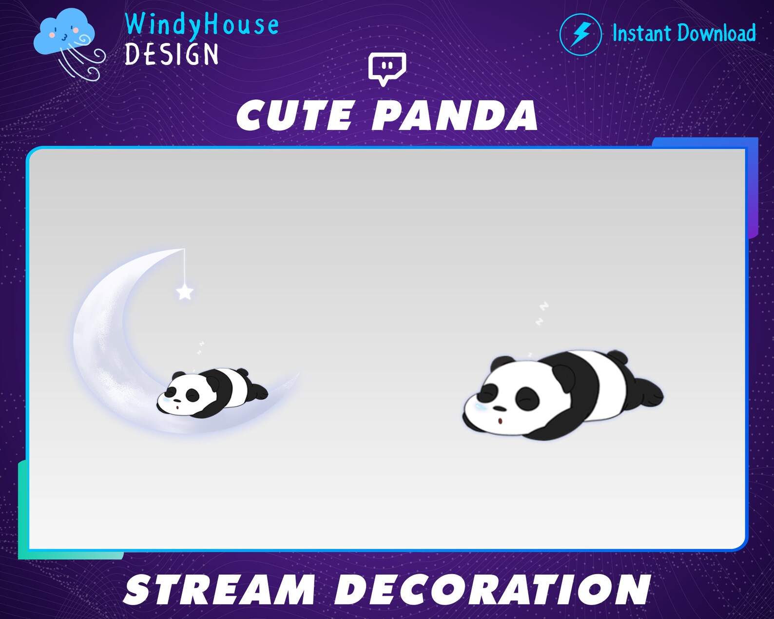Animated Panda Sleeping Twitch Decoration / Celestial Night Overlays ...