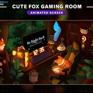 Animated Twitch Screen Cute Fox Streaming Room, Aesthetic Game Room ...