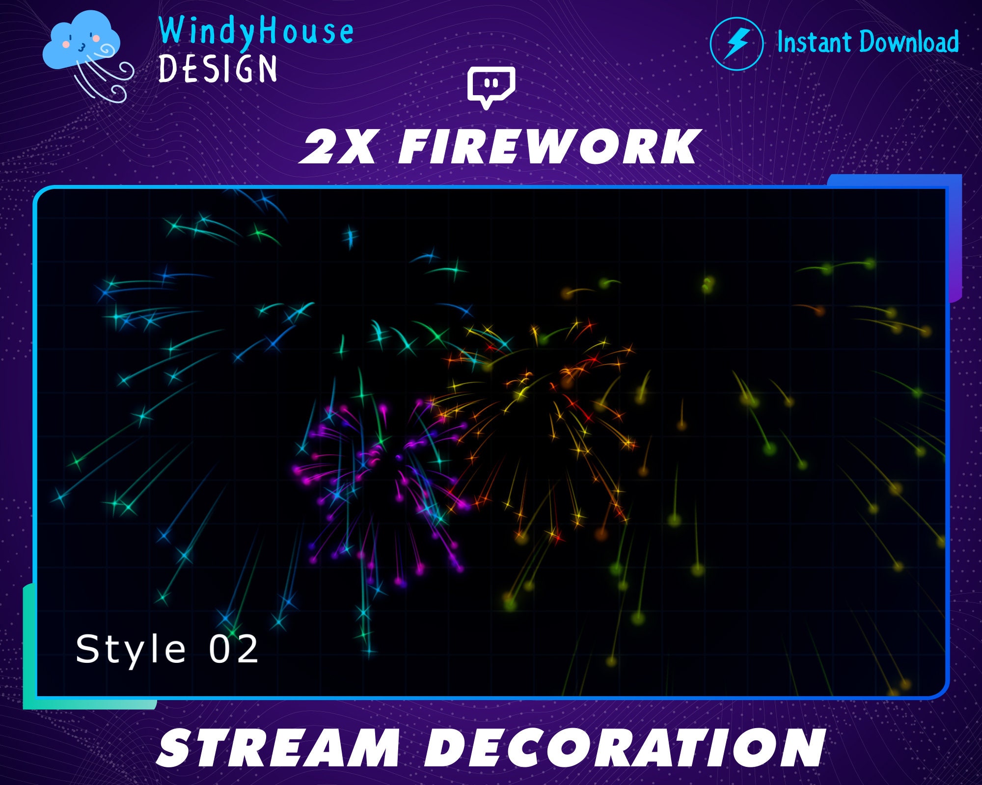 2x Firework Animated Twitch Overlay Holiday Streaming Asset - Etsy