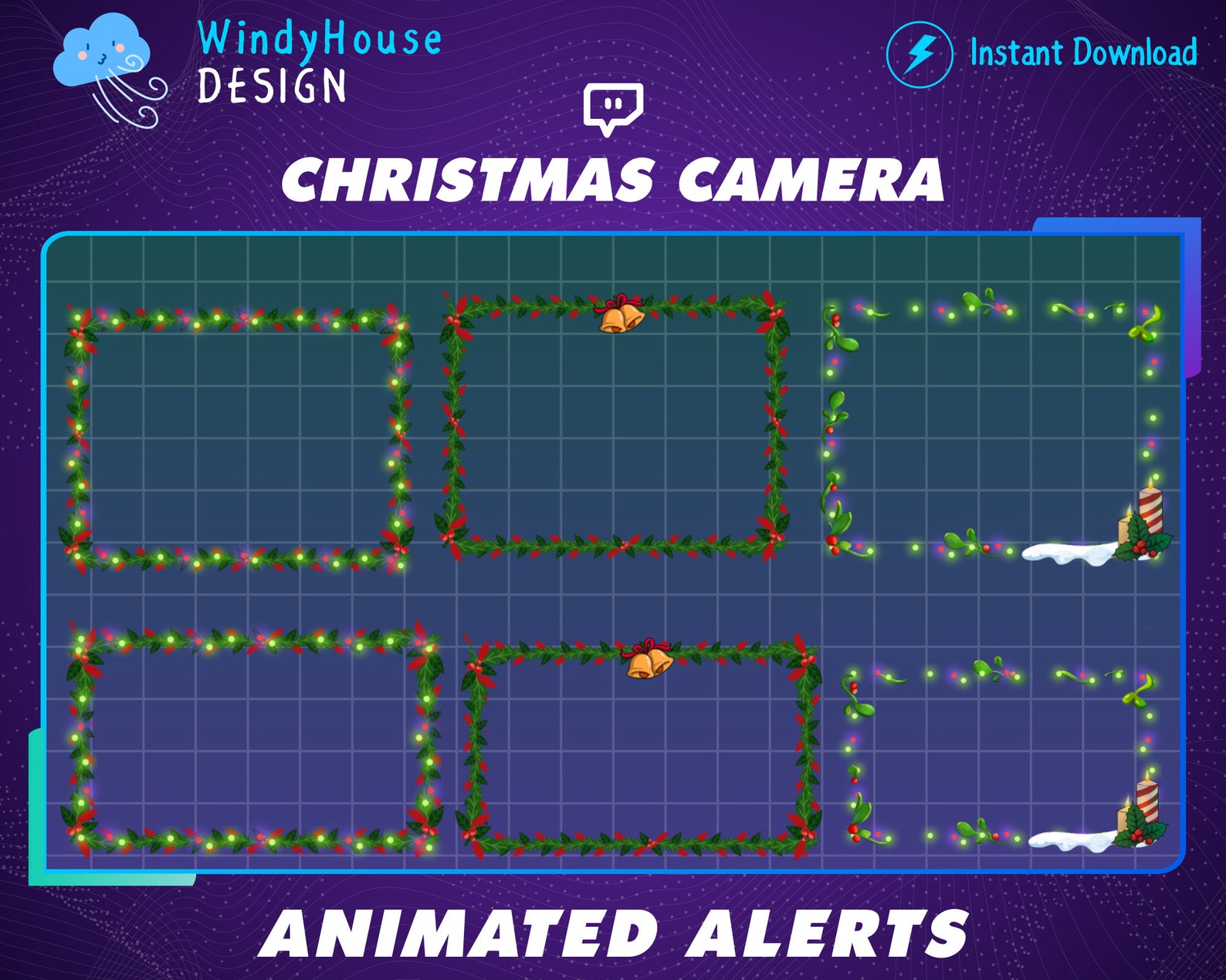 6x Animated Christmas Webcam Overlays, Xmas Cute Facecam, Cute Custom ...
