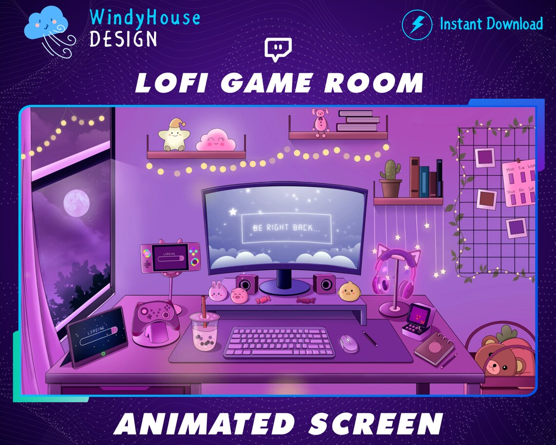 Animated Cozy Gaming Room Twitch Stream Package, Aesthetic Twitch ...