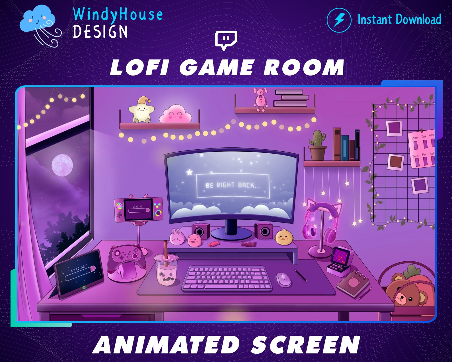 Animated Cozy Gaming Room Twitch Stream Package, Aesthetic Twitch ...