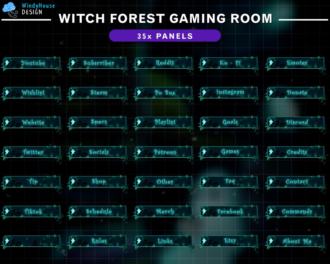 Animated Witch Forest Tiktok Stream Package, Ghost Gaming Room Stream ...