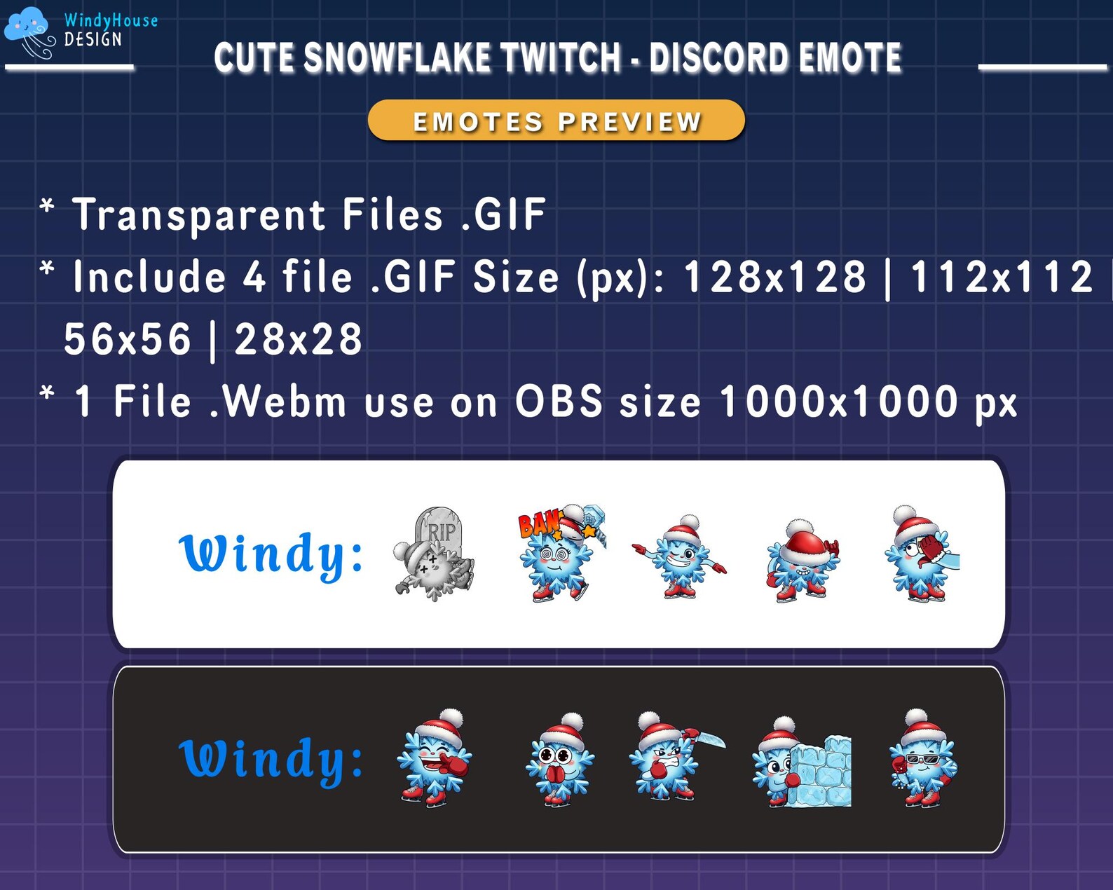 22x Animated Snowflake Twitch Emotes Pack, Cute Winter Emote Set for ...