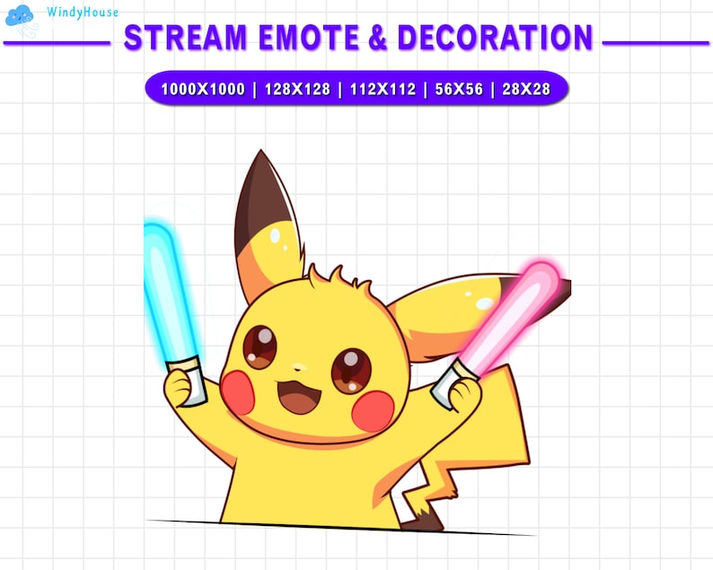 Animated Twitch Emote Pikachu Cheering, Cute Pokemon Stream Emote ...