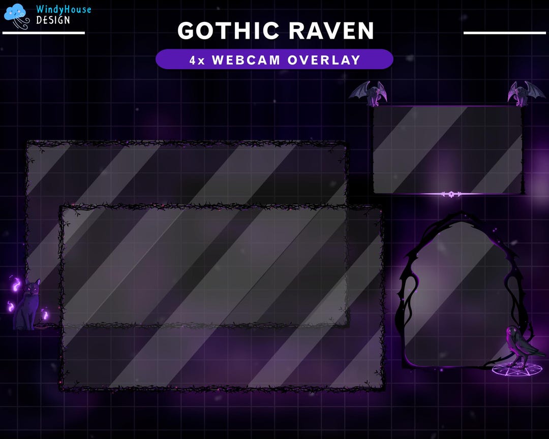 4x Animated Halloween Stream Webcam Overlay, Gothic Webcam Border With ...