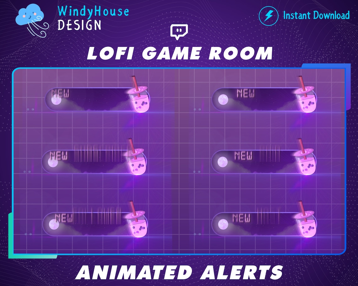 Cozy Twitch Alerts Animated Twitch Stream Alerts Boba Tea - Etsy