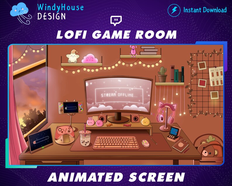 Animated Cozy Gaming Room Twitch Stream Screens, Aesthetic Gaming PC ...