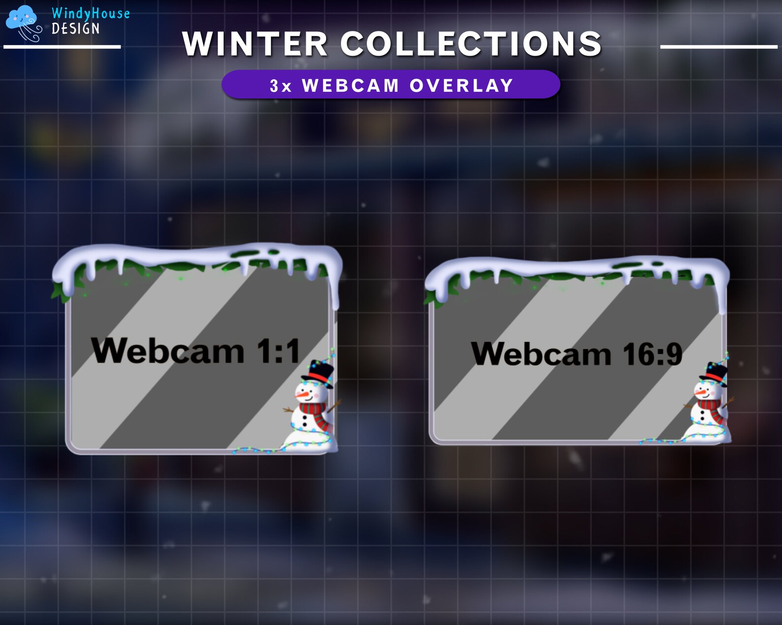Animated Winter Webcam Overlays, Christmas Webcam Overlay, Cute Custom ...