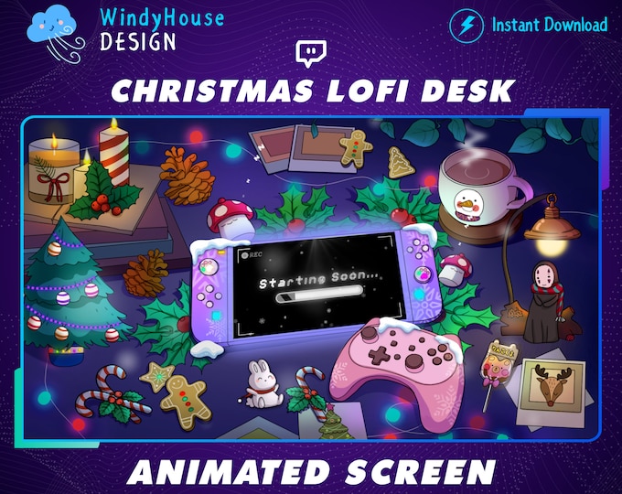 Animated Twitch Overlay Cozy Lofi Desk Stream Screen, Lofi Desk Stream ...