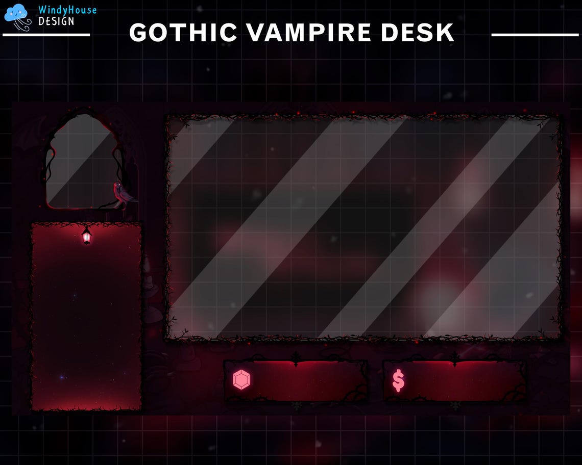 Animated Halloween Vampire Desk Stream Package, Gothic Twitch Overlay ...