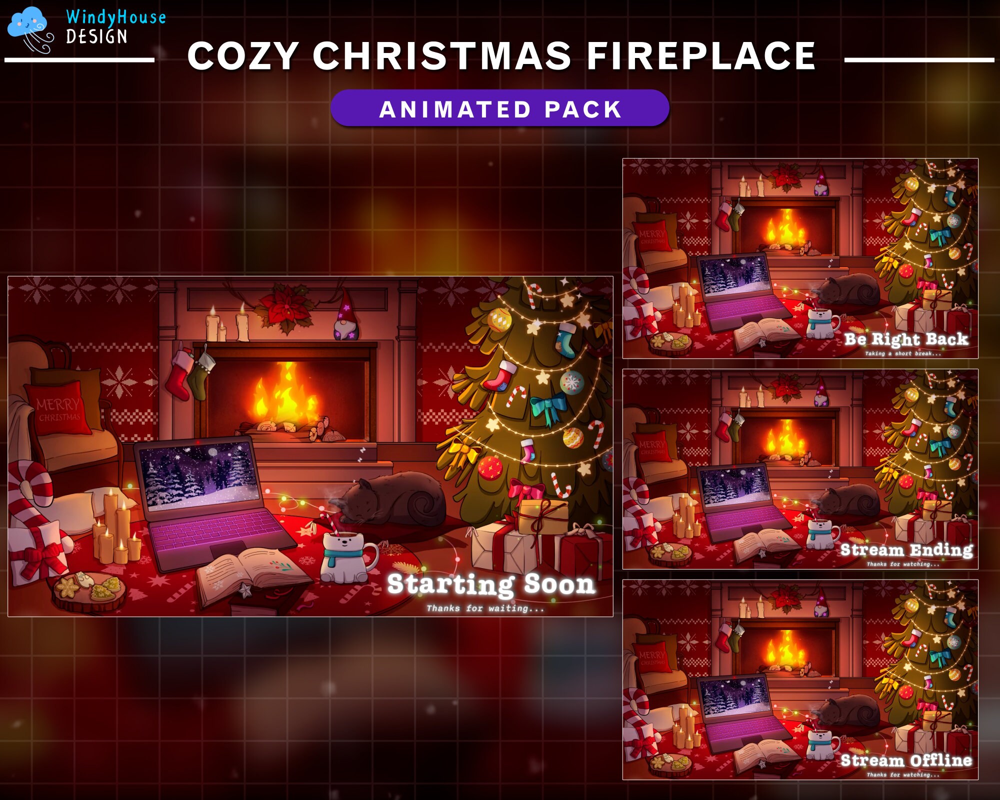 Animated Full Stream Package Cozy Christmas Room, Aesthetic Xmas Room ...