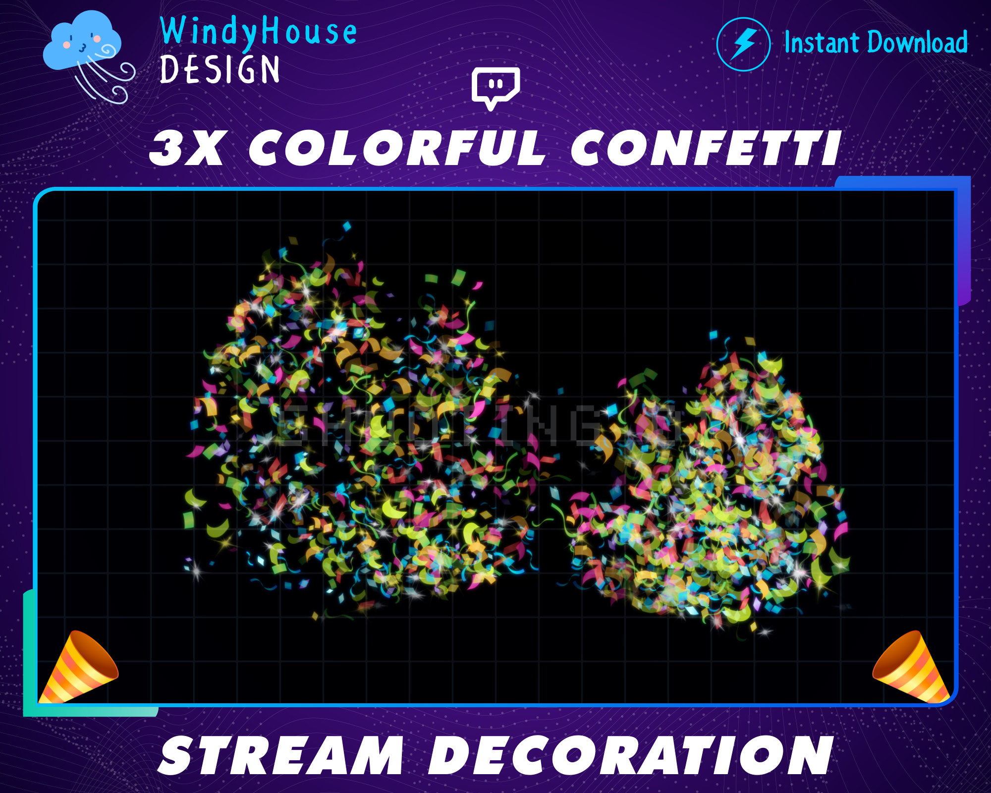 Animated Stream Decoration Colorful Confetti Shooting, Confetti Falling ...