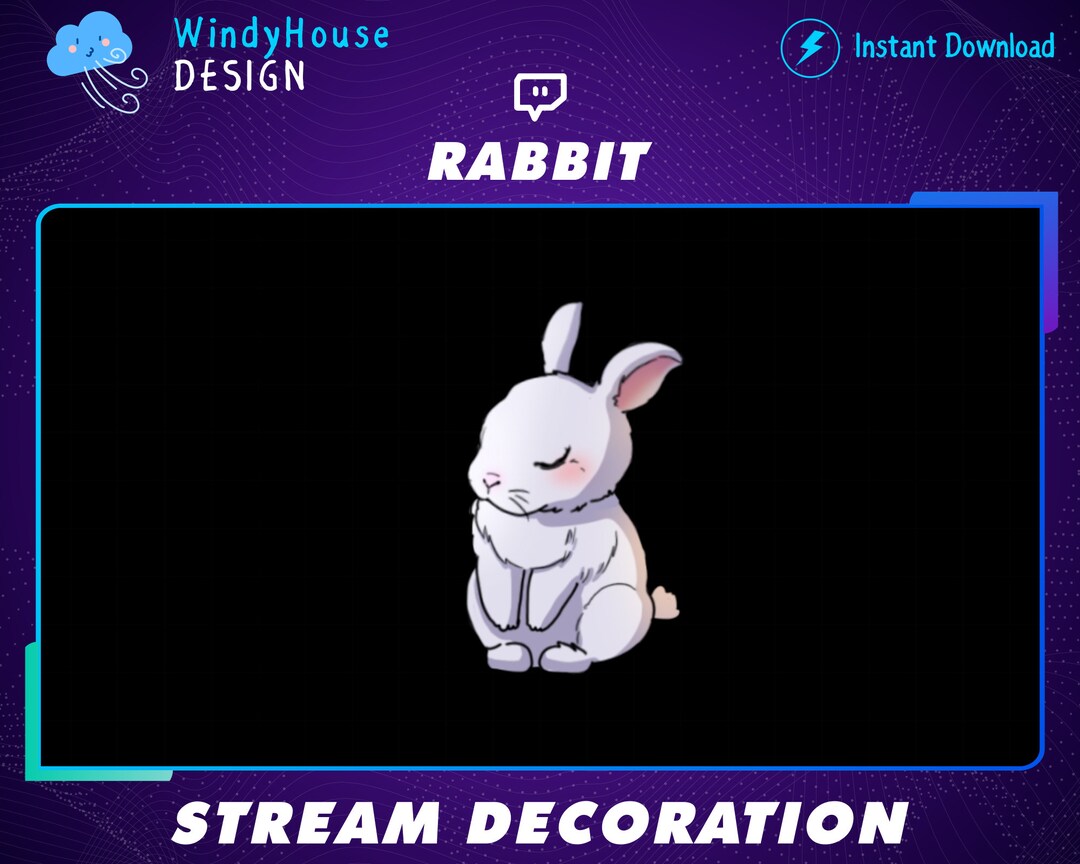 Animated Cute Rabbit Stream Decoration, Cute Bunny Twitch Overlay ...