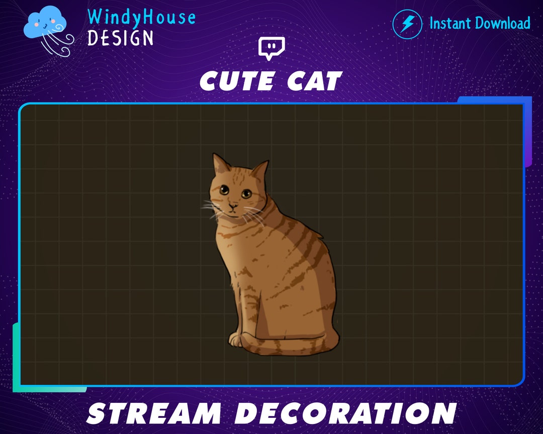 Animated Cute Cat Stream Decoration, Kitty Cat Twitch, Tabby Cat Stream ...