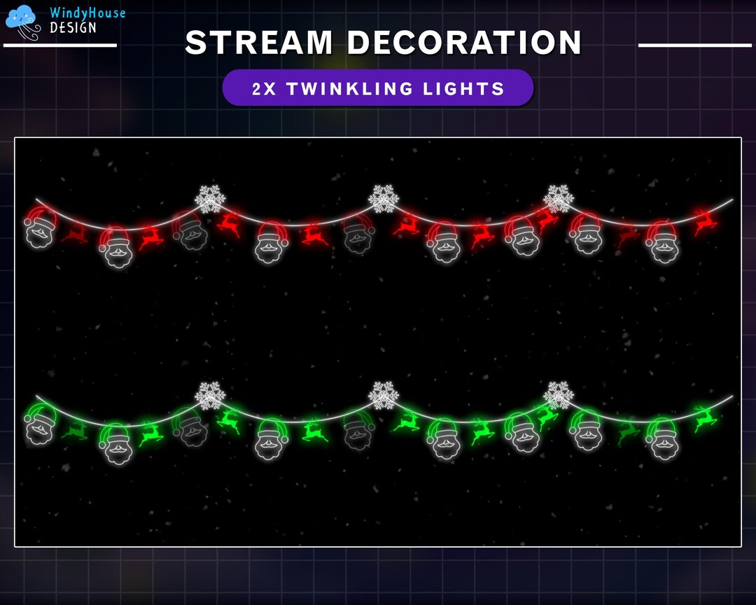 2x Animated Neon Christmas Twinkle Lights Stream Decoration With Santa ...