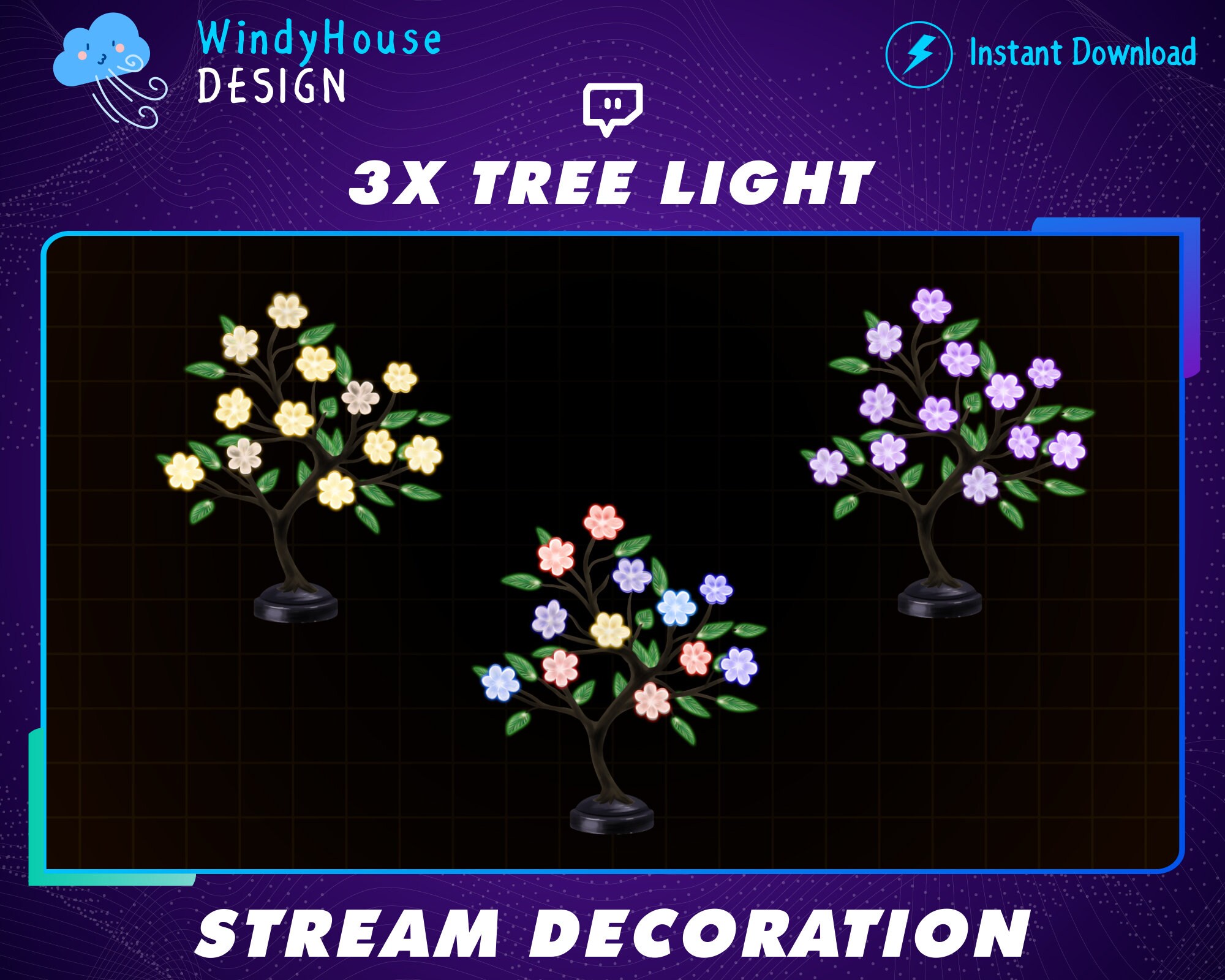 3x Animated Tree Lights Stream Decoration Sakura Twinkle - Etsy