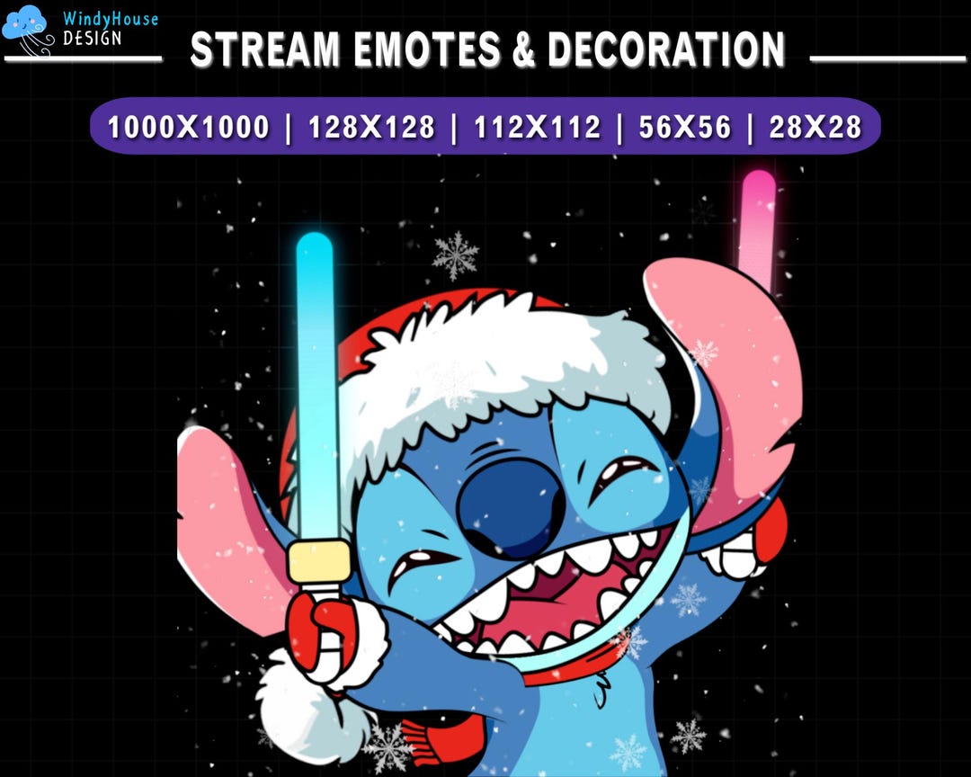 Animated Christmas Stitch Cheering Twitch Emote, Xmas Stitch Stream ...