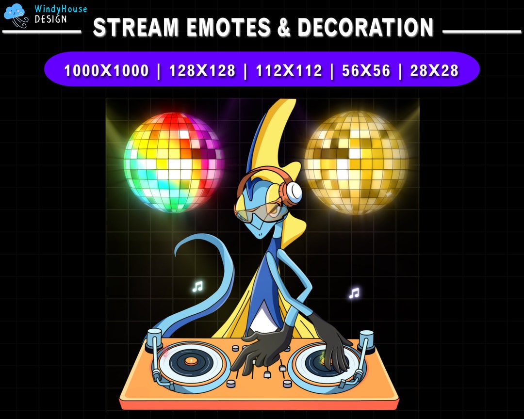 Animated Lizard DJ Twitch Emote, Cute Pokemon Stream Emote, Discord ...
