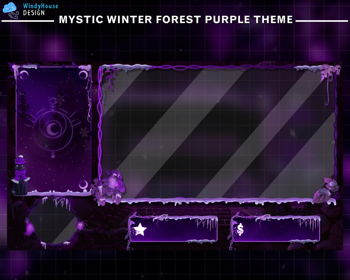 Animated Mystic Winter Forest Stream Package, Purple Witch Desk Twitch ...